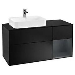 Villeroy & Boch Villeroy und Boch Finion Waschtischunterschrank F402HGPD 120cm, Abdeckplatte black matt, Regal rechts Midnight Blue Matt Lacquer, Black matt lacquer