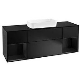 Villeroy & Boch Villeroy und Boch Finion Waschtischunterschrank G332PDPD 160cm, Abdeckplatte black matt, Emotion, Regale Black matt lacquer, Black matt lacquer