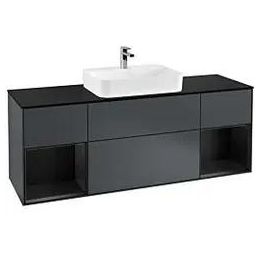 Villeroy & Boch Villeroy und Boch Finion Waschtischunterschrank F452PDHG 160x60,3cm, Abdeckplatte black matt, Regale Black matt lacquer, Midnight Blue Matt Lacquer