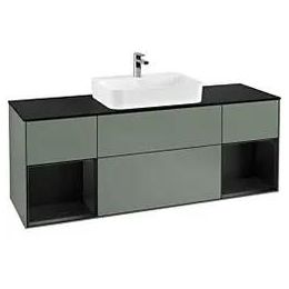 Villeroy & Boch Villeroy und Boch Finion Waschtischunterschrank F452PDGM 160x60,3cm, Abdeckplatte black matt, Regale Black matt lacquer, Olive Matt Lacquer