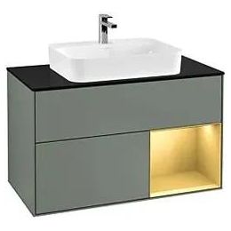 Villeroy & Boch Villeroy und Boch Finion Waschtischunterschrank G372HFGM 100cm, Abdeckplatte black matt, Emotion, Regal rechts Gold matt, Olive Matt Lacquer