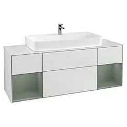 Villeroy & Boch Villeroy und Boch Finion Waschtischunterschrank G211GMMT 160cm, Abdeckplatte white matt, Emotion, Regale Olive matt lacquer, White matt lacquer