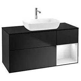 Villeroy & Boch Villeroy und Boch Finion Waschtischunterschrank G832MTPD 120cm, Abdeckplatte black matt, Emotion, Regale White matt lacquer, Black matt lacquer