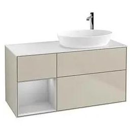 Villeroy & Boch Villeroy und Boch Finion Waschtischunterschrank G921GJHH 120cm, Abdeckplatte white matt, Emotion, Regale Light grey matt lacquer, Sand Matt Lacquer