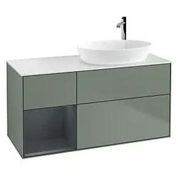 Villeroy & Boch Villeroy und Boch Finion Waschtischunterschrank G921HGGM 120cm, Abdeckplatte white matt, Emotion, Regale Midnight matt lacquer, Olive Matt Lacquer