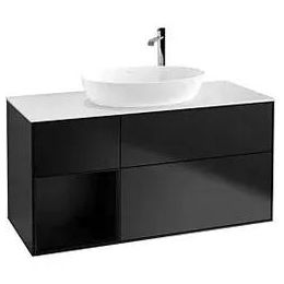 Villeroy & Boch Villeroy und Boch Finion Waschtischunterschrank G941PDPD 120cm, Abdeckplatte white matt, Emotion, Regale Black matt lacquer, Black matt lacquer