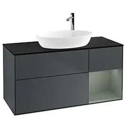 Villeroy & Boch Villeroy und Boch Finion Waschtischunterschrank G952GMHG 120cm, Abdeckplatte black matt, Emotion, Regale Olive matt lacquer, Midnight Blue Matt Lacquer