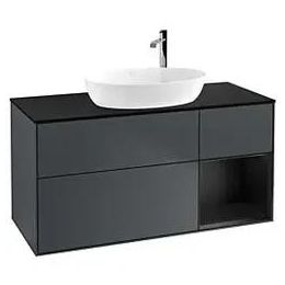 Villeroy & Boch Villeroy und Boch Finion Waschtischunterschrank G952PDHG 120cm, Abdeckplatte black matt, Emotion, Regale Black matt lacquer, Midnight Blue Matt Lacquer