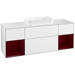 Villeroy & Boch Villeroy und Boch Finion Waschtischunterschrank G331HBGF 160cm, Abdeckplatte white matt, Emotion, Regale Peony matt lacquer, Glossy white lacquer