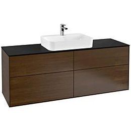 Villeroy & Boch Villeroy und Boch Finion Waschtischunterschrank G44200GN 160x60,3cm, Emotion, Abdeckplatte black matt, Walnut veneer