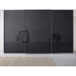 Schwebetürenschrank Rauch "Kleiderschrank Schrank Garderobe TOPSELLER OTELI inkl. Inneneinteilung" Schränke Gr. B/H/T: 360 cm x 229 cm x 62 cm, grau (graumetallic, hochglanz effektgrau) mit 3 Innenschubladen sowie zusätzlichen Einlegeböden MADE IN GERMANY