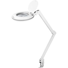 goobay LED-Klemm-Lupenleuchte, 9 W, 730 lm, Kristallglas, dimmbar, wei&szlig;