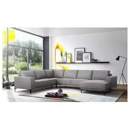 Wohnlandschaft Places of Style "Oland" Sofas Gr. B/H/T: 342 cm x 85 cm x 260 cm, Struktur weich, Recamiere rechts, braun (hellbraun) U-Form, im zeitlosem Design und hochwertiger Verabeitung