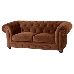 Chesterfield-Sofa Max Winzer "Old England modern, edel, Retro, hochwertig verarbeitet und bequem" Sofas Gr. B/H/T: 192cm x 76cm x 96cm, Microfaser 20441, 2-Sitzer, braun mit aufwendiger Knopfheftung, 2-Sitzer oder 2,5-Sitzer