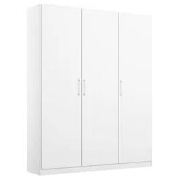 Drehtürenschrank Rauch "Kleiderschrank Schrank Garderobe Wäscheschrank COSMO" Schränke Gr. B/H/T: 136cm x 197cm x 54cm, Ohne Spiegel, weiß (alpinweiß) mit zusätzlichen Einlegeböden, Metallgriffe in Weiß MADE IN GERMANY