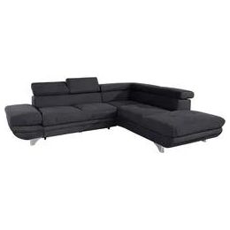 Ecksofa COTTA "Enterprise L-Form", schwarz, B:273cm H:72cm T:237cm, Struktur (100% Polyester ), Chenille (90% Polyester; 10% Polyamid ), Sofas, inklusive Kopf- und Armteilverstellung, wahlweise mit Bettfunktion, Topseller