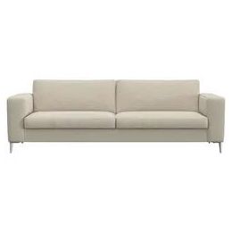 3-Sitzer FLEXLUX "Fiore, super Sitzkomfort durch Kaltschaum im Sitz", weiß (sanftes weiß), B:229cm H:85cm T:92cm, 100% Polyester, Sofas, breite Armlehnen, Füße Alu