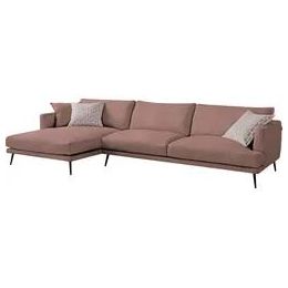 Ecksofa Egoitaliano "Sophia, Designsofa mit extrakomfortablem Sitzkomfort" Sofas Gr. B/H/T: 274cm x 77cm x 154cm, Leder NUVOLE, Recamiere links, rosa (altrosa) mit Daunenfederung, L-Form