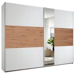 Schwebetürenschrank Rauch "Kleiderschrank Schrank Garderobe ASTANA mit leichtgängigen Türen" Schränke Gr. B/H/T: 261cm x 210cm x 58cm, 2 St., weiß (weiß/eiche artisan) inkl. 2 Stoffboxen sowie Metallgriffleisten TOPSELLER MADE IN GERMANY