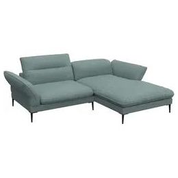 Ecksofa FLEXLUX "Salino, Funktionssofa mit Recamiere, Relaxsofa, Ecksofa" Sofas Gr. B/H/T: 245cm x 88cm x 182cm, Boucle, Chaiselongue rechts, blau (sky blau) Sofa mit Arm- und Kopfteil-Verstellungen, Kaltschaum & Stahl-Wellen