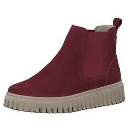 Chelseaboots Tamaris Gr. 38, rot (bordeaux) Damen Schuhe Plateau, Stiefelette, Boots mit beidseitigem Stretcheinsatz