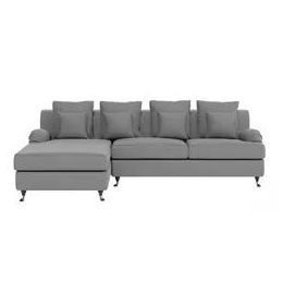 Guido Maria Kretschmer Home & Living Ecksofa GUIDO MARIA KRETSCHMER HOME & LIVING "NORIN L-Form" Sofas Gr. B/H/T: 296cm x 92cm x 180cm, Samtoptik, Recamiere links, grau (hellgrau) zwei Fußarten: vorne - Rollen, hinten Holzfüße