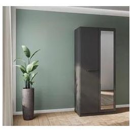 Drehtürenschrank Rauch "Kleiderschrank Schrank Garderobe Garderobenschrank Stauraumwunder MODI", grau (graumetallic), B:91cm H:210cm T:54cm, Holzwerkstoff, Schränke, inkl. Stoff-Organizer mit 6 Fächern optionaler Spiegel MADE IN GERMANY