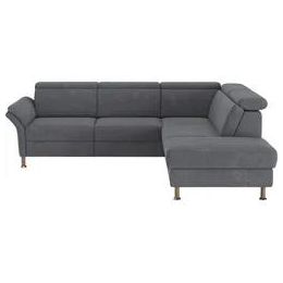 Ecksofa Home Affaire "Calypso L-Form" Sofas Gr. B/H/T: 259cm x 85cm x 227cm, Flachgewebe, Ottomane rechts, ohne Kopfteilverstellung-ohne Armteilfunktion-ohne Bettfunktion-ohne Stauraum-ohne Relaxfunktion im Sofa 2,5- Sitzer, grau (anthrazit) mit Relaxfunktion motorisch im Sofa 2,5- Sitzer