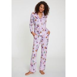 Vivance Dreams Pyjama violett Gr. 32/34 für Damen. Mit V-Ausschnitt. Bequem