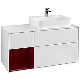 Villeroy & Boch Villeroy und Boch Finion Waschtischunterschrank G141HBMT 120cm, Abdeckplatte white matt, Emotion, Regal links Peony, White matt lacquer