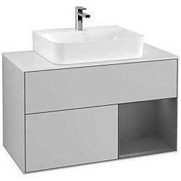 Villeroy & Boch Villeroy und Boch Finion Waschtischunterschrank G121GKGJ 100cm, Abdeckplatte white matt, Emotion, Regal rechts Anthracite matt, Light grey matt