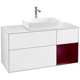 Villeroy & Boch Villeroy und Boch Finion Waschtischunterschrank F831HBGF 120cm, Abdeckplatte white matt, Regale Peony matt lacquer, Glossy white lacquer