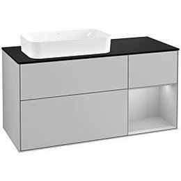 Villeroy & Boch Villeroy und Boch Finion Waschtischunterschrank G282GJGJ 120cm, Abdeckplatte black matt, Emotion, Regal rechts Light grey matt, Light grey matt