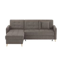 Höffner Ecksofa mit Schlaffunktion Venus ¦ braun ¦ Maße (cm): B: 222 H: 87 T: