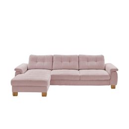 meinSofa Ecksofa aus Cord Suna ¦ rosa/pink ¦ Maße (cm): B: 316 H: 86