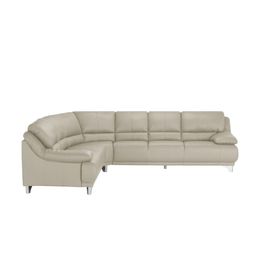 Höffner Ecksofa aus Echtleder Maranello ¦ grau ¦ Maße (cm): B: 295 H: 87 T: