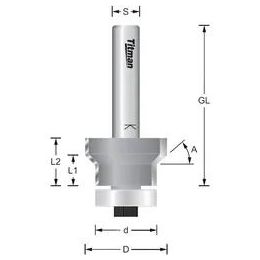 Bündigfräser Fasefräser mit Anlauflager – S=8 D15.5 x 9/14 mm