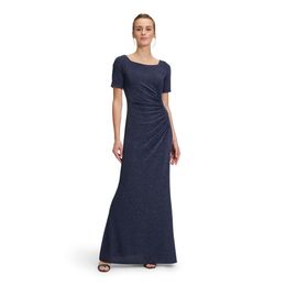 Abendkleid Vera Mont "Vera Mont im Glitzer-Look" Gr. 46, Normalgrößen, blau (dark blue, grey) Damen Kleider Raffung