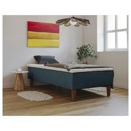 Boxspringbett Home Affaire "Osterberg" Komplettbetten Gr. Struktur 90 x 200, Liegefläche B/L: 90cm x 200cm Betthöhe: 56cm, H2, ohne Matratze, blau (dunkelblau) Boxspringbett mit Taschen-Federkernunterbox