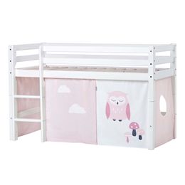 Hochbett Hoppekids "ECO Dream, Kinderbett, Spielbett, Halbhohes Bett aus Massivholz", rosa (weiß, eule rot), B:81cm H:105cm L:168cm, Kinderbett: 100% Massivholz: Nordische Kiefer, Vorhang: 100% Baumwolle, Hochbetten, Hochbett Kinderbett, inkl. Vorhang-Set Creator, Bettgröße & Matratze wählbar