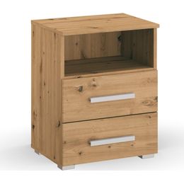 Nachtkommode Rauch "Koluna" Sideboards braun (eiche artisan) mit 2 Schubkästen, inkl. 3er-Set Filzboxen