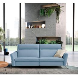 2-Sitzer Egoitaliano "Gaia, modern, elegant und super komfortabel mit hoher R&uuml;ckenlehne", blau (himmelblau), B:220cm H:96cm T:93cm, Leder CAREZZA (echtes Rindsleder) ist ein Naturleder, dass die urspr&uuml;nglichen Eigenschaften der Haut nicht ver&auml;ndert. Das Vorhandensein von verheilten Narben, K&ouml;rnungsunterschiede, Falten, Adern, Unterschiede in den Farbt&ouml;nen und andere Spuren, die die Natur auf diese