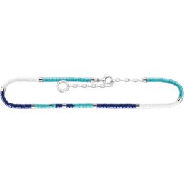 Fußkette Thomas Sabo "mit Beads, AK0038-775-7-L27V" Fußkettchen Gr. 27, Silber 925 (Sterlingsilber), blau (silberfarben, weiß, dunkelblau, türkis, türkis)