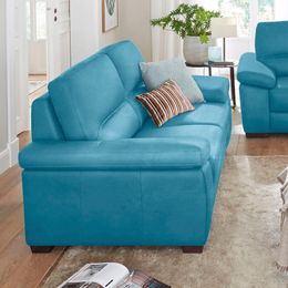 3-Sitzer Calia italia "Gaia, Sofa im edlen Design und mit erstklassigem Sitzkomfort", blau (turquoise), B:210cm H:92cm T:97cm, Luxus-Microfaser Ginevra (100% Polyester), Sofas, aus pflegeleichtem Luxus-Microfaser Ginevra Hydro Care