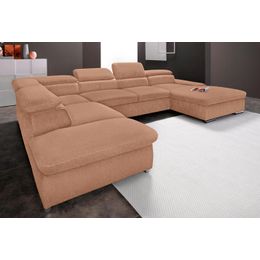 Sit & More Wohnlandschaft SIT & MORE "Alcudia U-Form", braun, B:349cm H:73cm T:226cm, Primabelle-Microfaser;Korpus: Luxus-Kunstleder / Sitz und Rücken: Struktur (100% Polypropylen);Korpus: Struktur (100% Polypropylen) / Sitz und Rücken: Struktur (100% Polyester), Sofas, wahlweise mit Bettfunktion