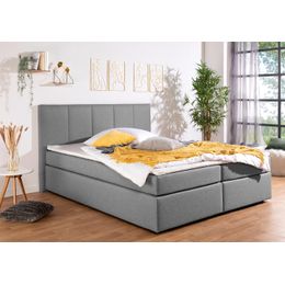 Boxbett Inosign "Fidan", grau, B:194cm L:210cm, Komplettbetten, Boxspringbett, wahlweise mit Bettkasten, in H2, H3 & H4 erhältilich