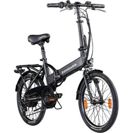 Zündapp E-Bike ZÜNDAPP "Z101" E-Bikes Gr. 37 cm, 20 Zoll (50,80 cm), schwarz (mattschwarz) Pedelec, Elektrofahrrad für Damen u. Herren, Faltrad