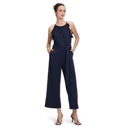 Overall Vera Mont "Vera Mont Jumpsuit mit Volant" Gr. 38, Normalgrößen, blau (night sky) Damen Overalls Bindeband