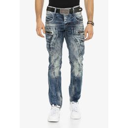 Cipo & Baxx Bequeme Jeans CIPO & BAXX Gr. 29, Länge 32, blau Herren Jeans im lässigen Biker-Stil