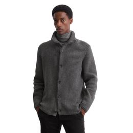 Marc O'Polo Cardigan MARC O'POLO "aus Bio-Baumwoll-Schurwoll-Mix" Gr. L, grau Herren Strickjacken